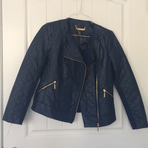 IMAN | Jackets & Coats | Blue Leather Iman Jacket | Poshmark